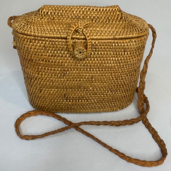 Civil Alchemy | Bags | Civil Alchemy Saint Louis Brown Woven Rattan Top ...